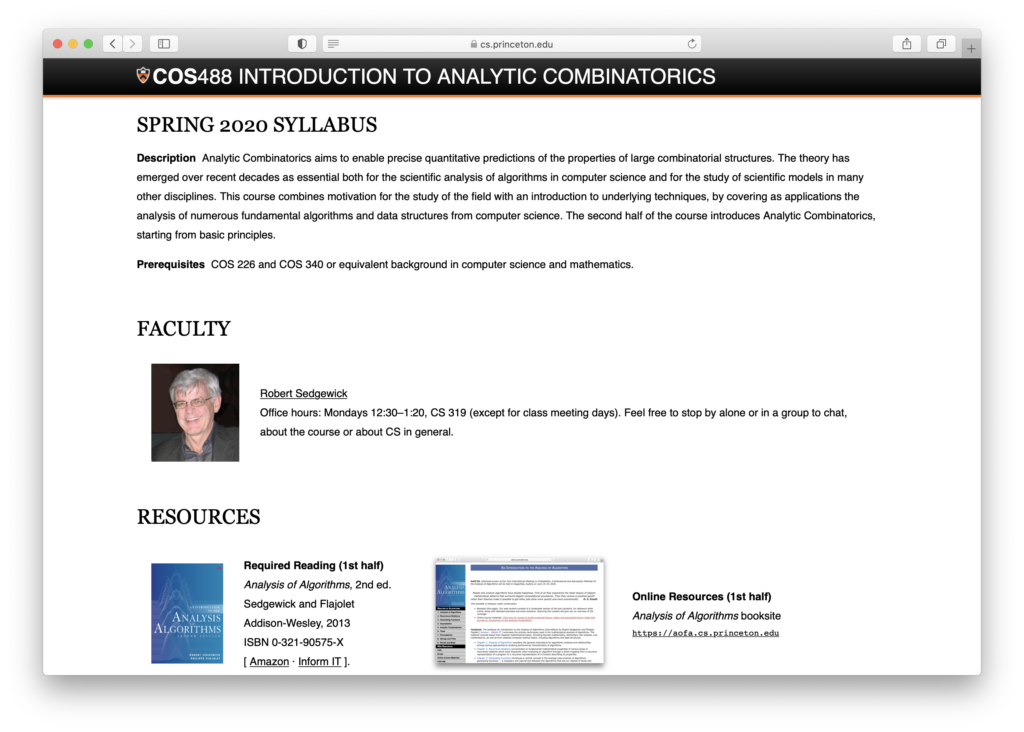 Analysis of Algorithms Course - Robert Sedgewick